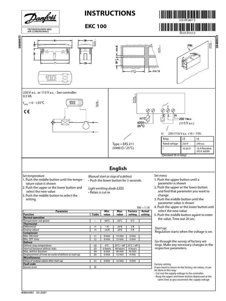 EKC100 Instructions | PDF | Physical Quantities | Electrical Components
