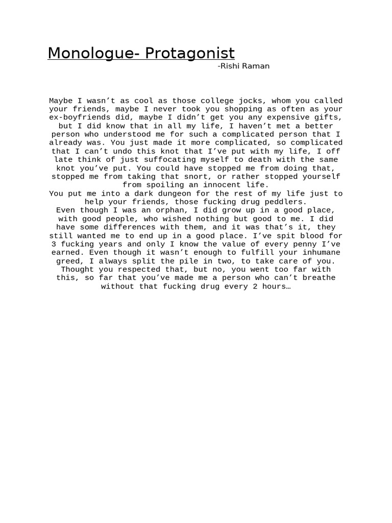 Monologue - Rishi Raman | PDF