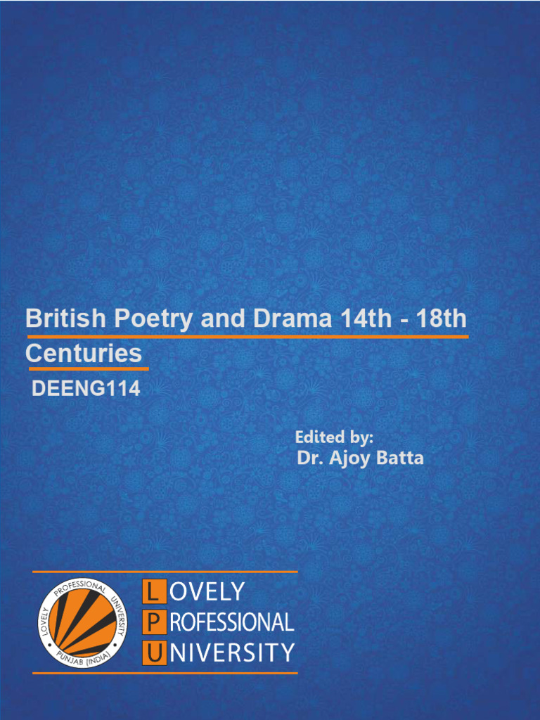 Deeng114 - British - Poetry - and - Drama - 14TH - 18TH - Centuries | PDF