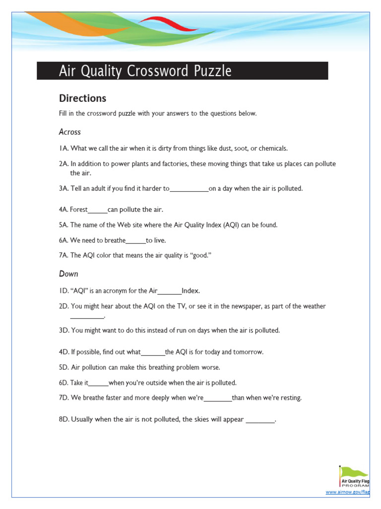 Air Quality Crossword Puzzle | PDF