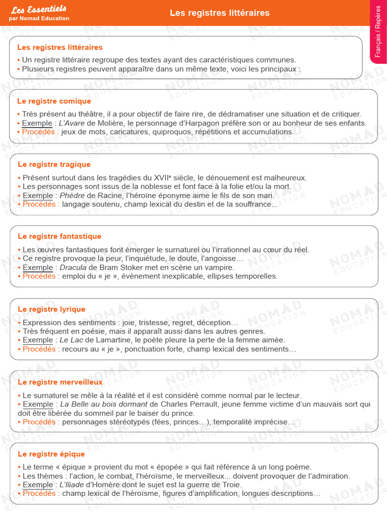 Les Registres Littéraires | PDF