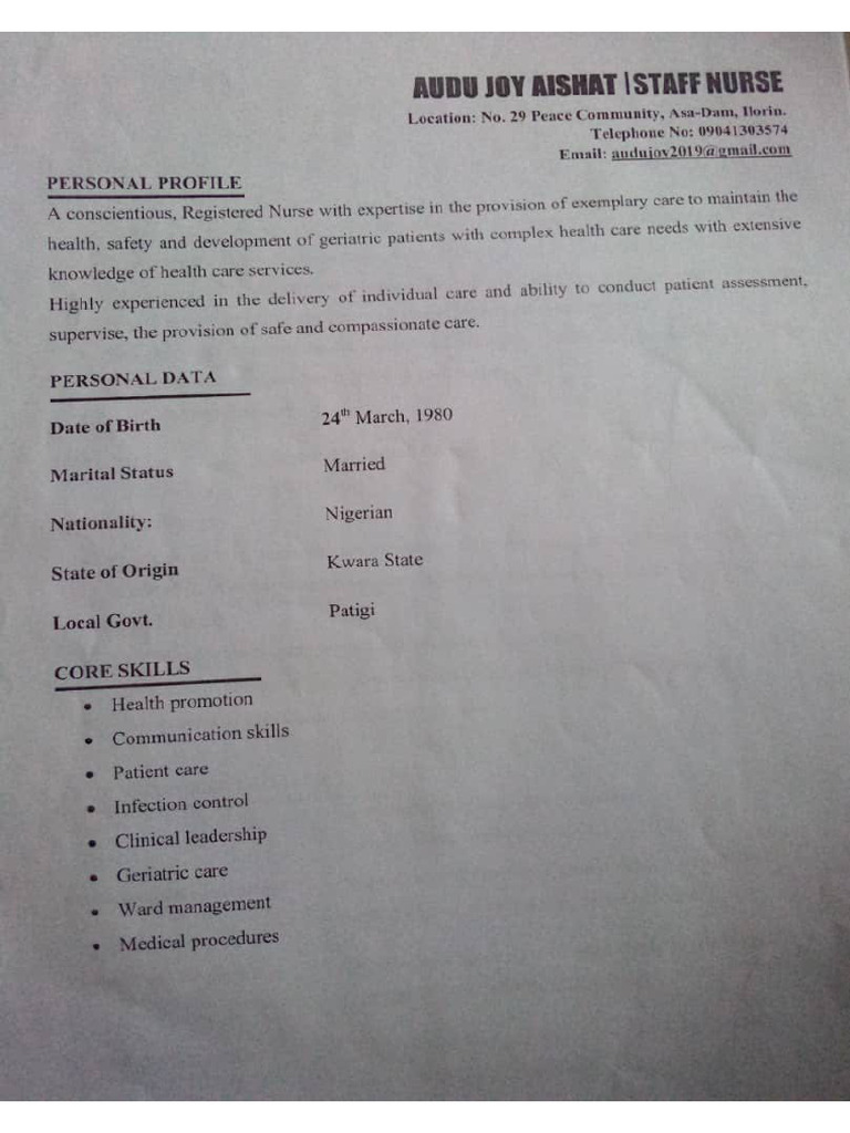 Audu Joy CV | PDF