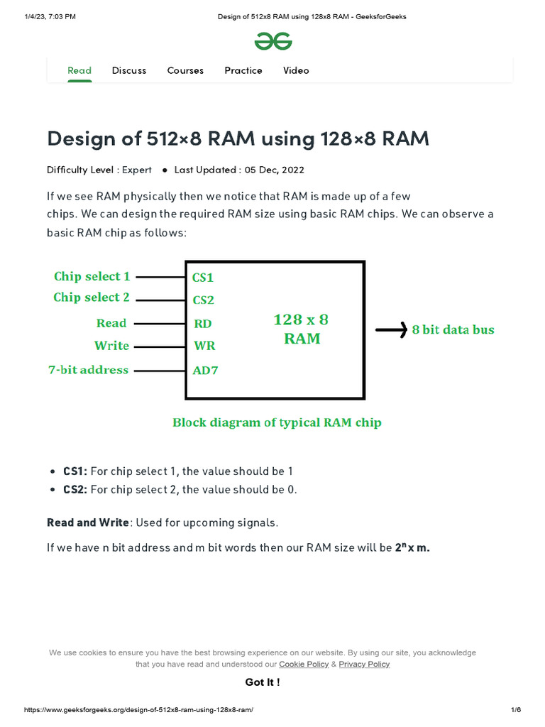 Design of 512x8 RAM Using 128x8 RAM | PDF
