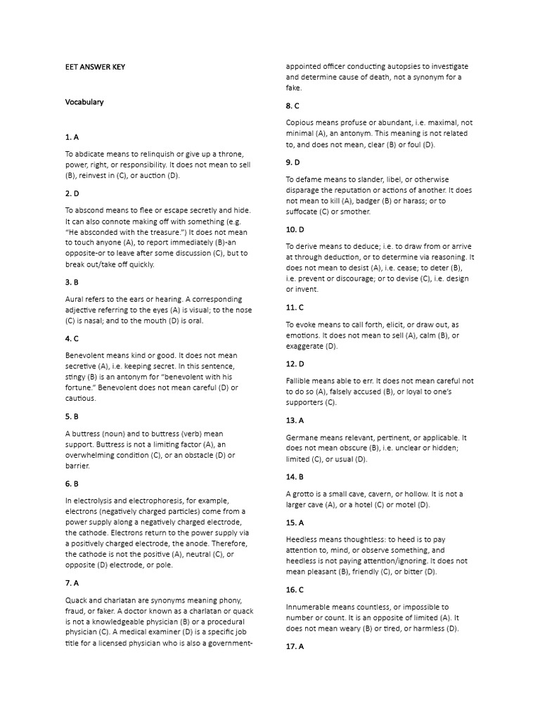 EET ANSWER KEY 27th July | PDF