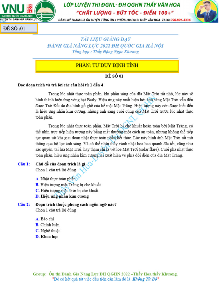 (Đa) Dgnl2022-Tddt-Đề Số 1 | PDF