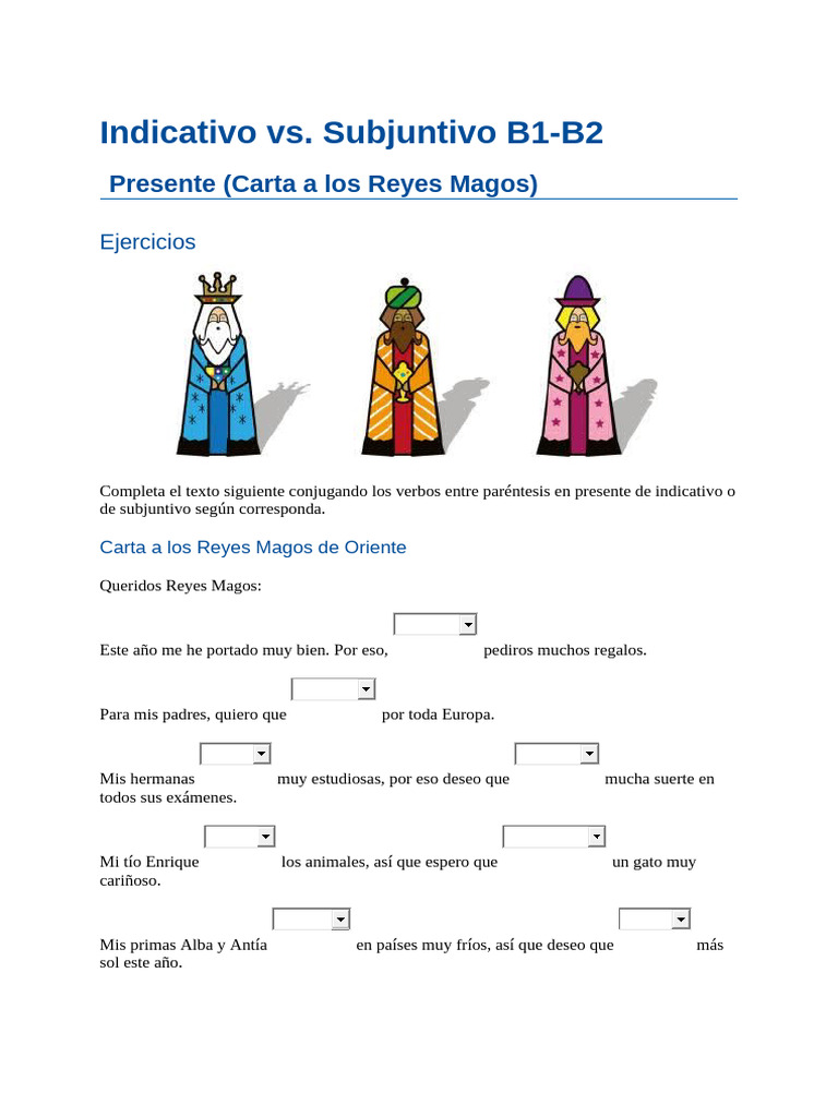 Presente de Subjuntivo B1-B2 - Ejercicio Indicativo Vs Subjuntivo | PDF