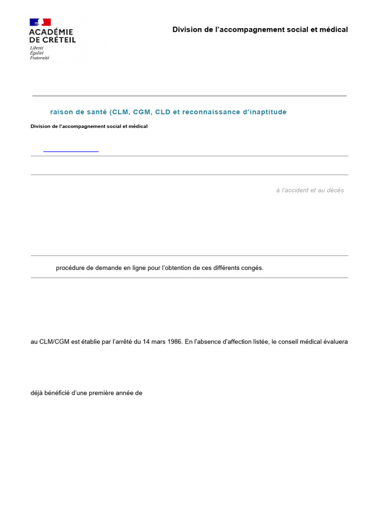 Circulaire N 2024 073 - Proc Dure en Ligne de Demande de Cong Pour Raison de Sant Via Le Portail ...