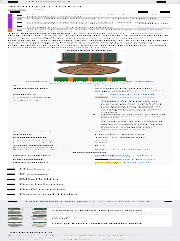 Shaurya Chakra - Wikipedia | PDF