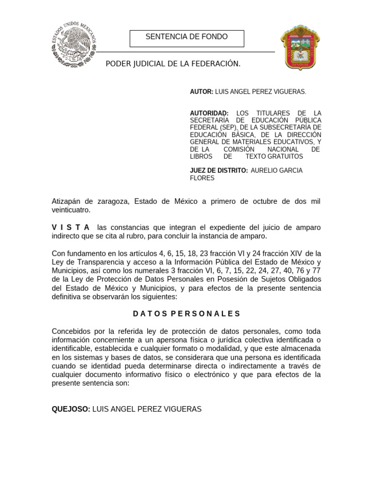 SENTENCIA DE AMPARO | PDF