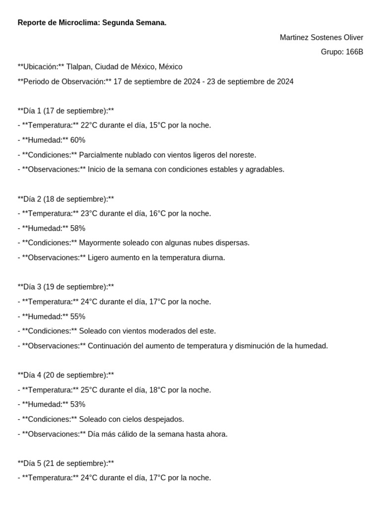 Reporte de Microclima | PDF