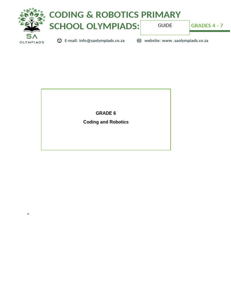 Coding and Robotics Guide and Scope Grade 6 | PDF