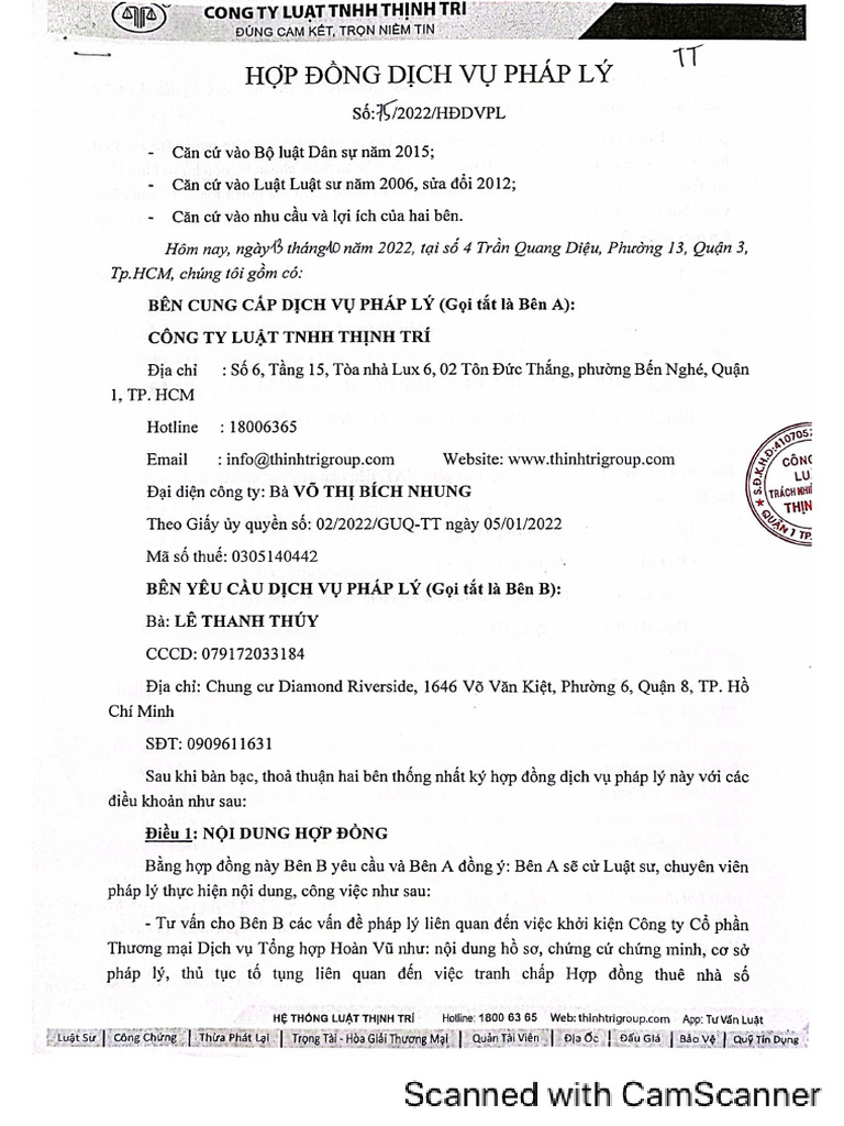HĐ DVPL 75.2022 | PDF