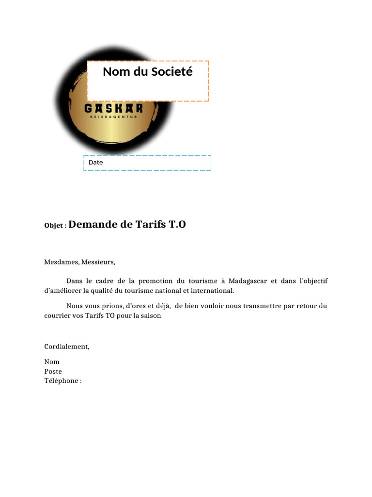 Demande de Tarifs .MODEL | PDF