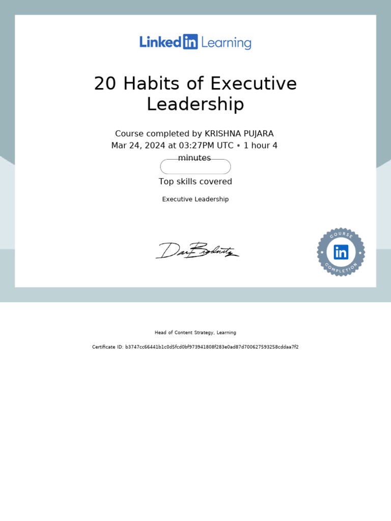 LinkedIn Learning Certificate | PDF