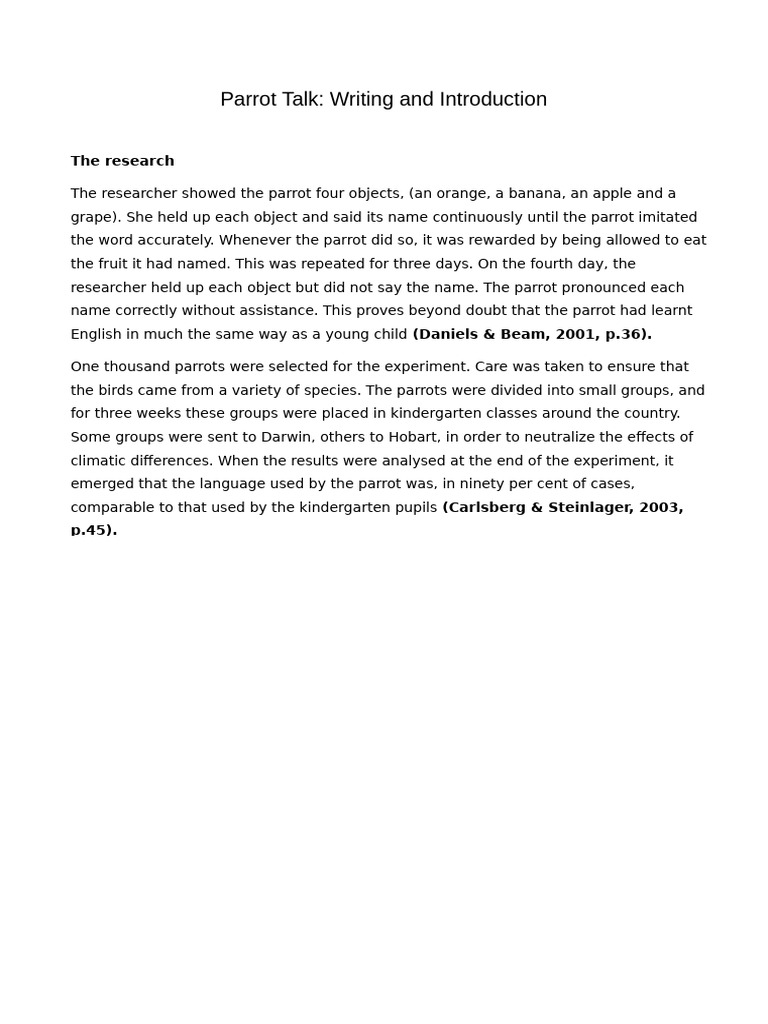Parrot Talk - Writing and Introduction | PDF