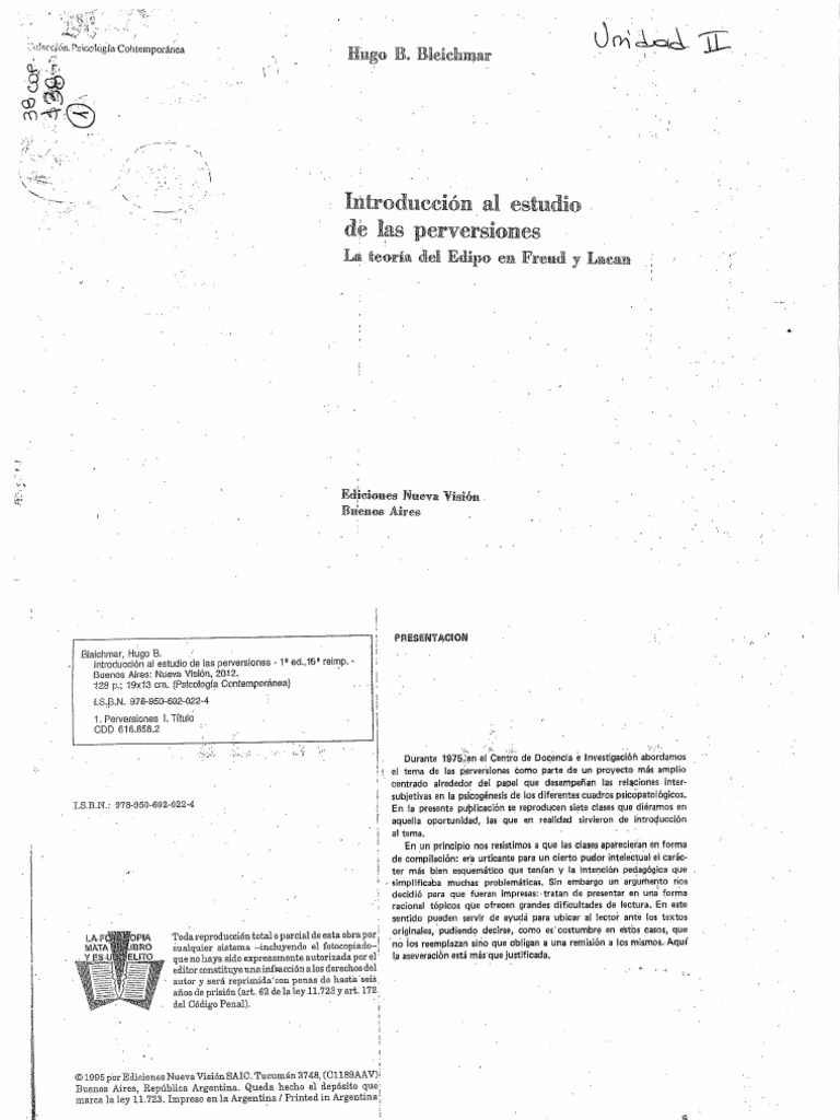 1 - Introduccion Al Estudio de Las Perversiones (Bleichmar, 1984) | PDF