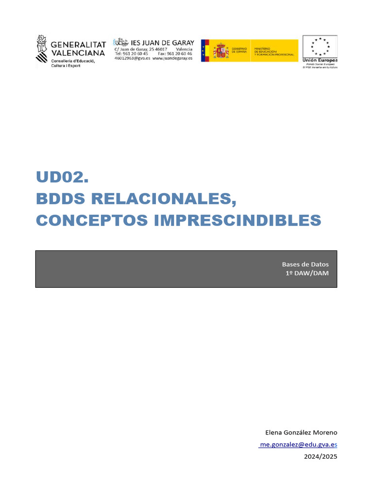 BDD - UD02 - 01 - BDDS Conceptos Imprescindibles | PDF | Bases de datos | SQL