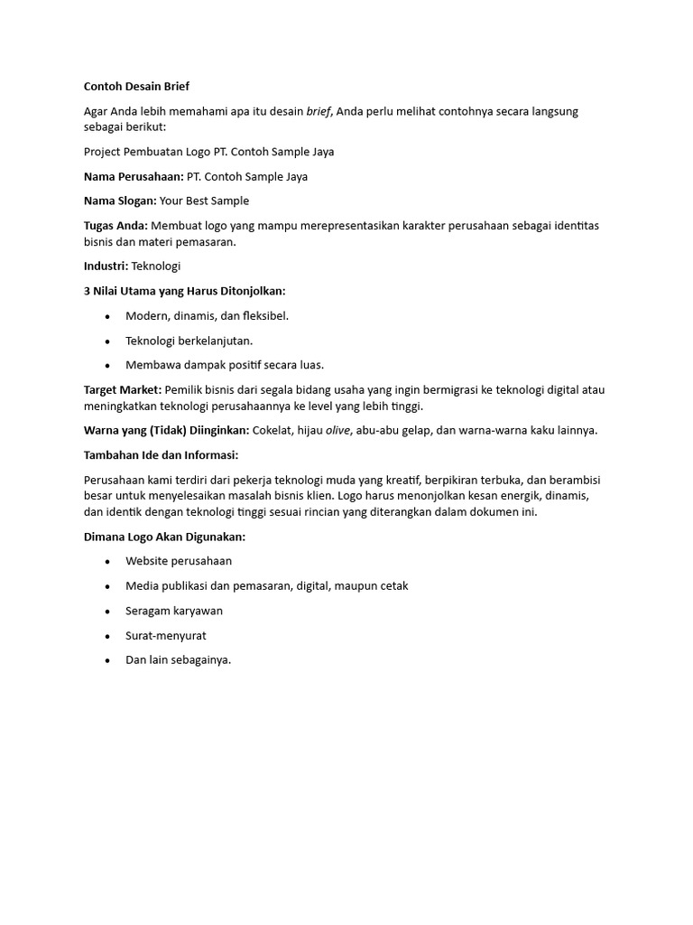 Contoh Desain Brief | PDF