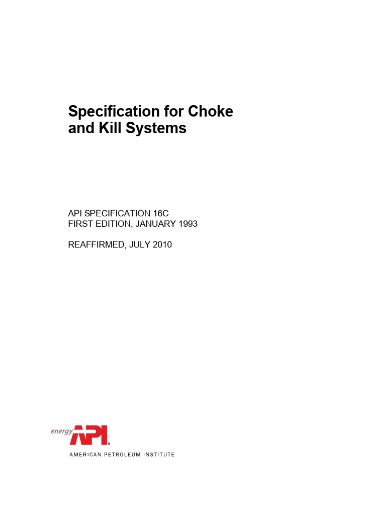 API Spec 16C Choke and Kill Systems | PDF