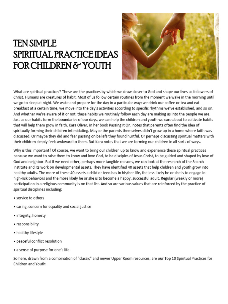 (SH) TEN SIMPLE Spiritual Practice Ideas For Youth | PDF | Prayer ...