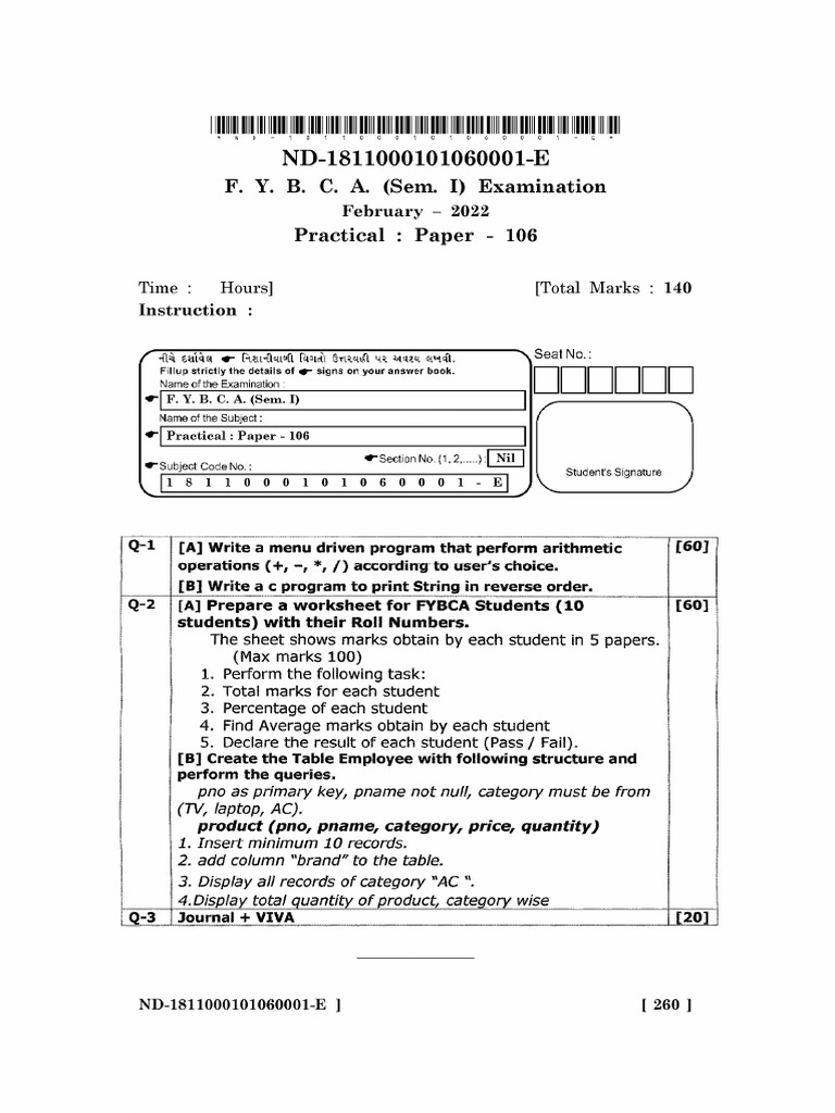 Nd-1811000101060001-E F. Y. B. C. A. (Sem. I) Examination February ...