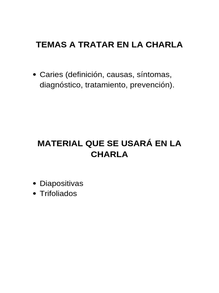 Temas A Tratar en La Charla | PDF