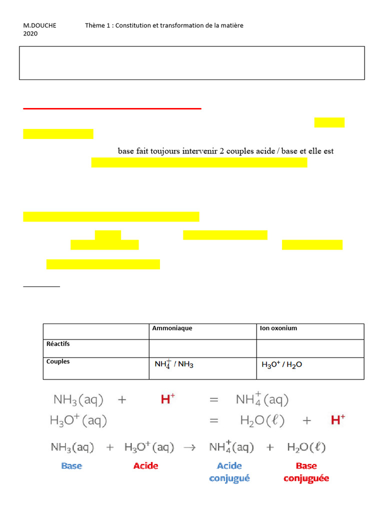 CH1 Réactions Acide-Base Partie2 | PDF