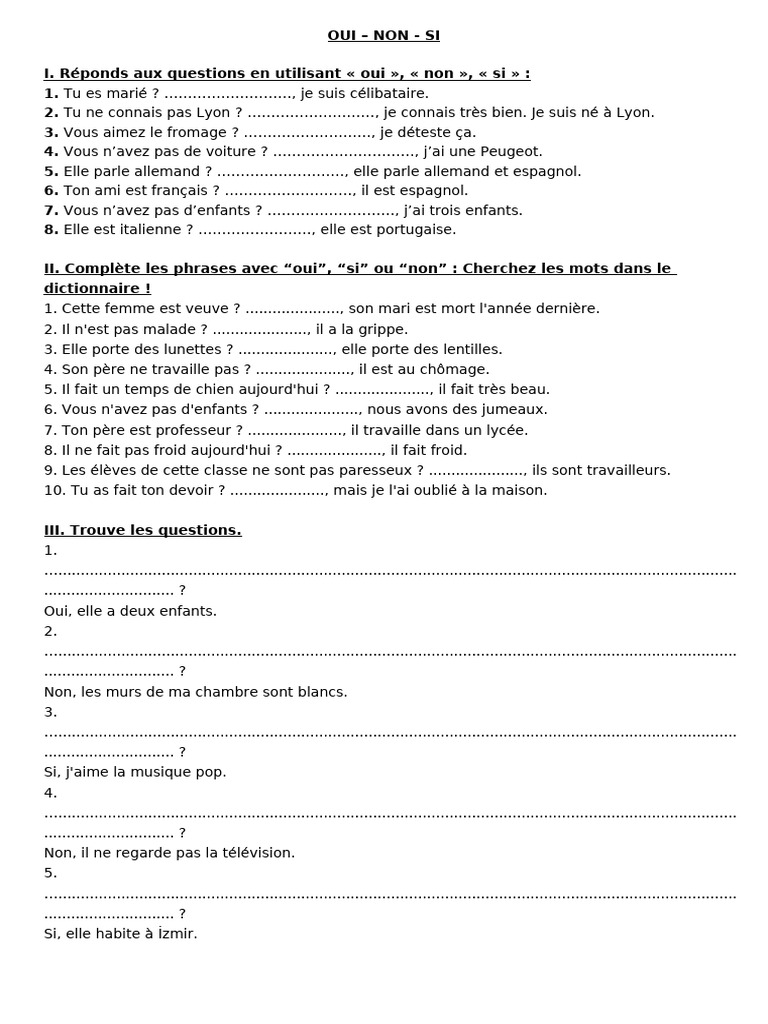 Oui Si Non | PDF