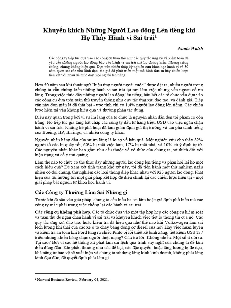 How To Encourage Employees To Speak Up When They See Wrongdoing-VN | PDF