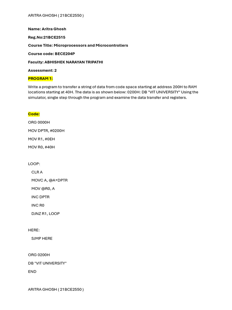 Aritra Ghosh 21BCE2550 Micro DA 2 | PDF
