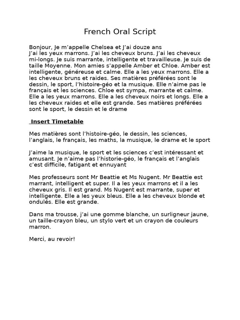 French Oral Script | PDF