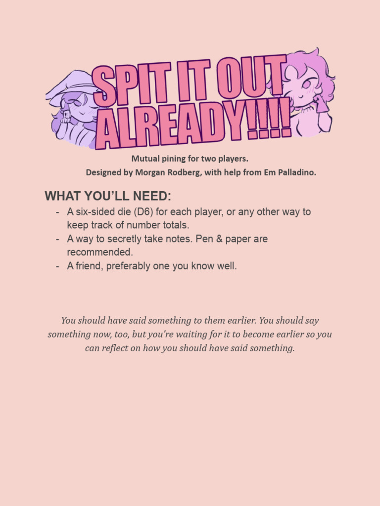 SPIT IT OUT ALREADY!!! - Two-Player Mutual Pining V1.1 | PDF