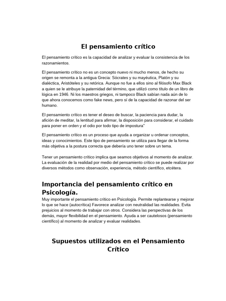 El Pensamiento Crítico | PDF
