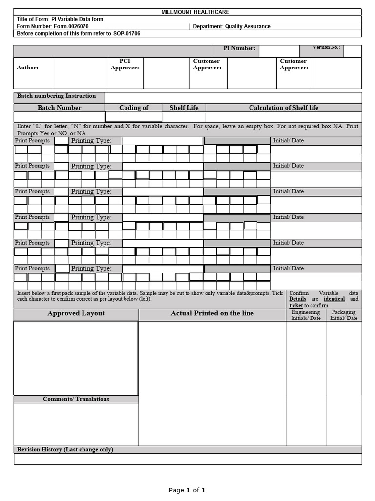 FORM-0026076 PI Variable Data Form - Unlocked | PDF
