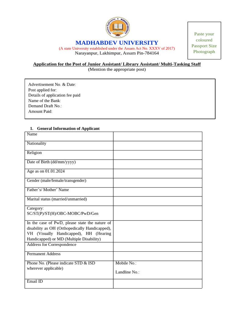 Application Form Grade III and Mts | PDF