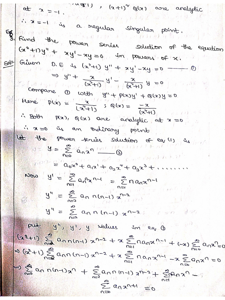 Power Series Solution of ODE | PDF