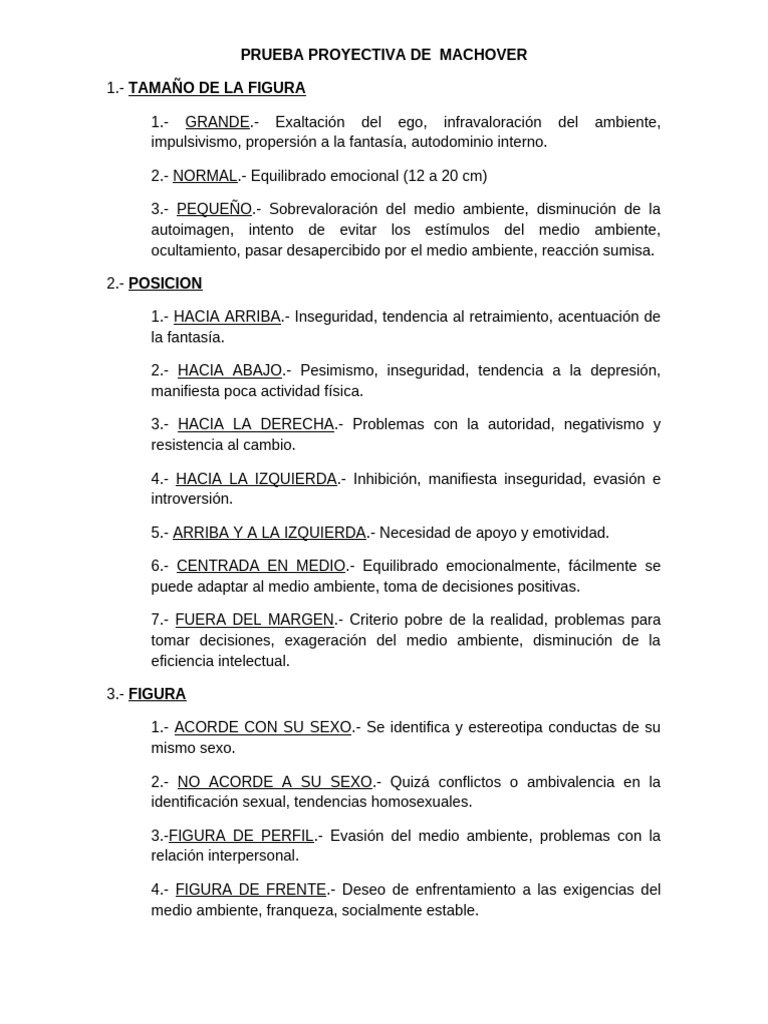 PRUEBA PROYECTIVA DE MACHOVER | PDF