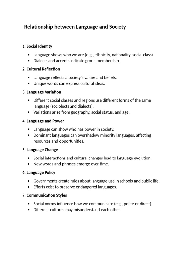 Relationship Between Language and Society... Anoosha Bukhari | PDF