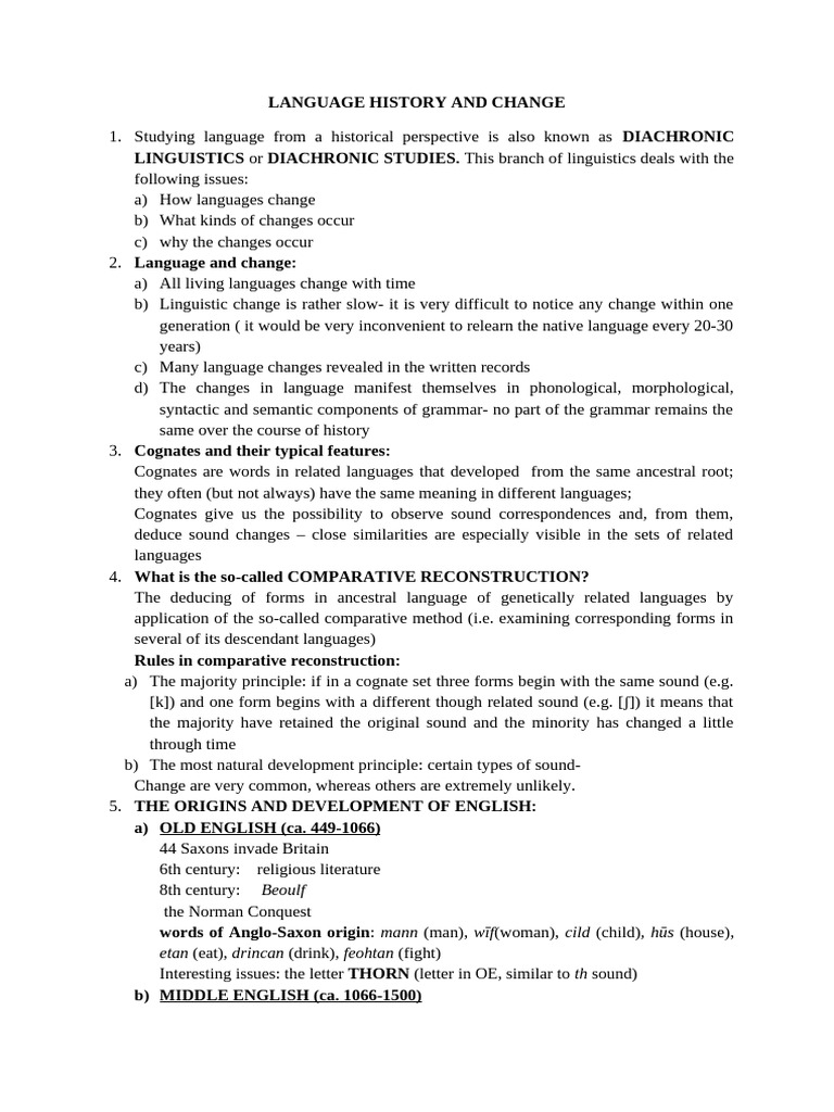 LECTURE 5 History and Development of English Handout LECTURE 2 THE ...