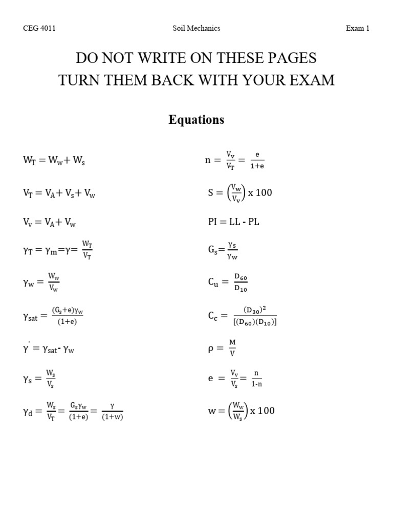 Exam 1 - Reference - Sheet - Updated | PDF | Sedimentology | Soil Science