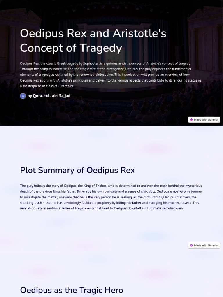 Oedipus Rex and Aristotles Concept of Tragedy | PDF | Oedipus | Tragedy