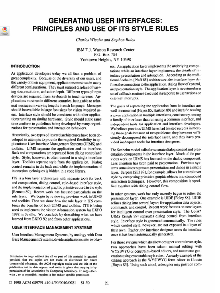 Generating User Interfaces: Principles and Use of Its Style Rules | PDF