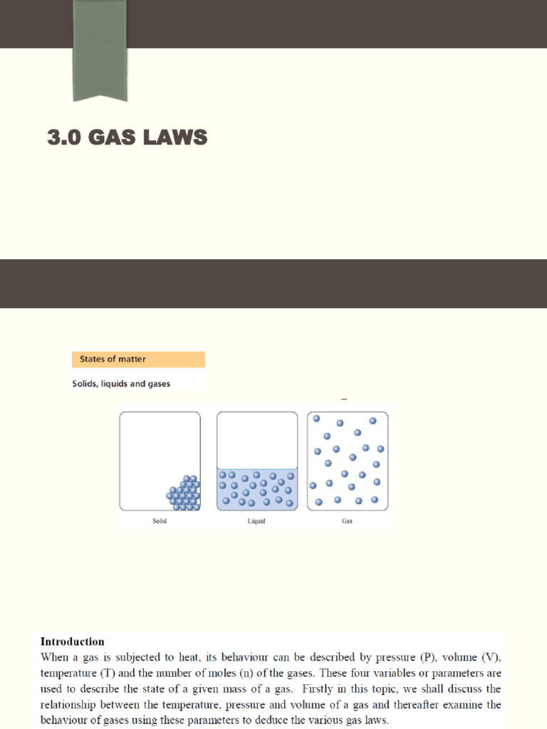 Topic 3, Gas Laws | PDF