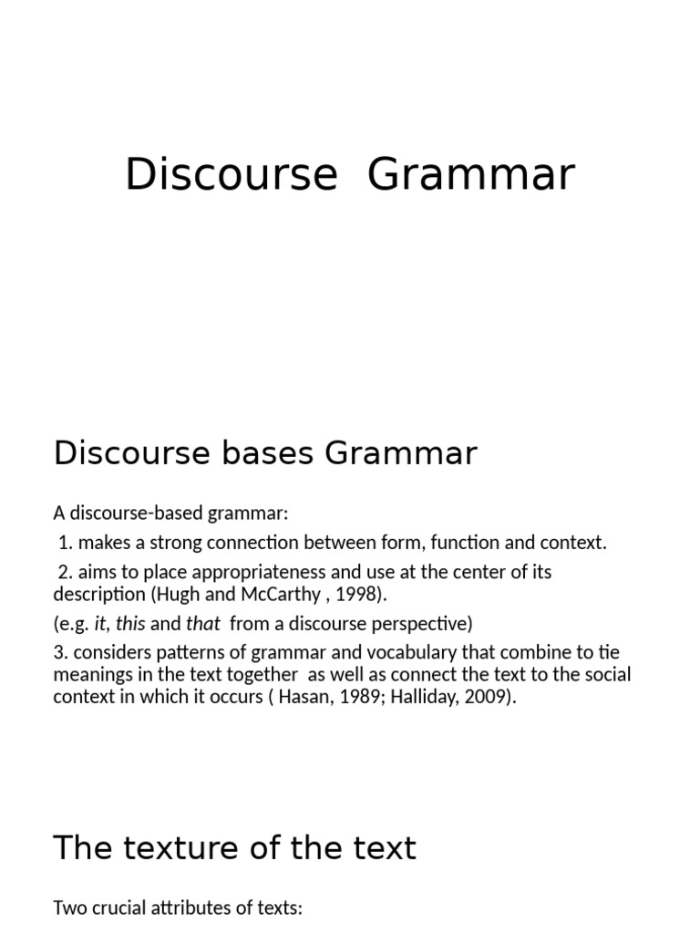 Discourse and Grammar | PDF
