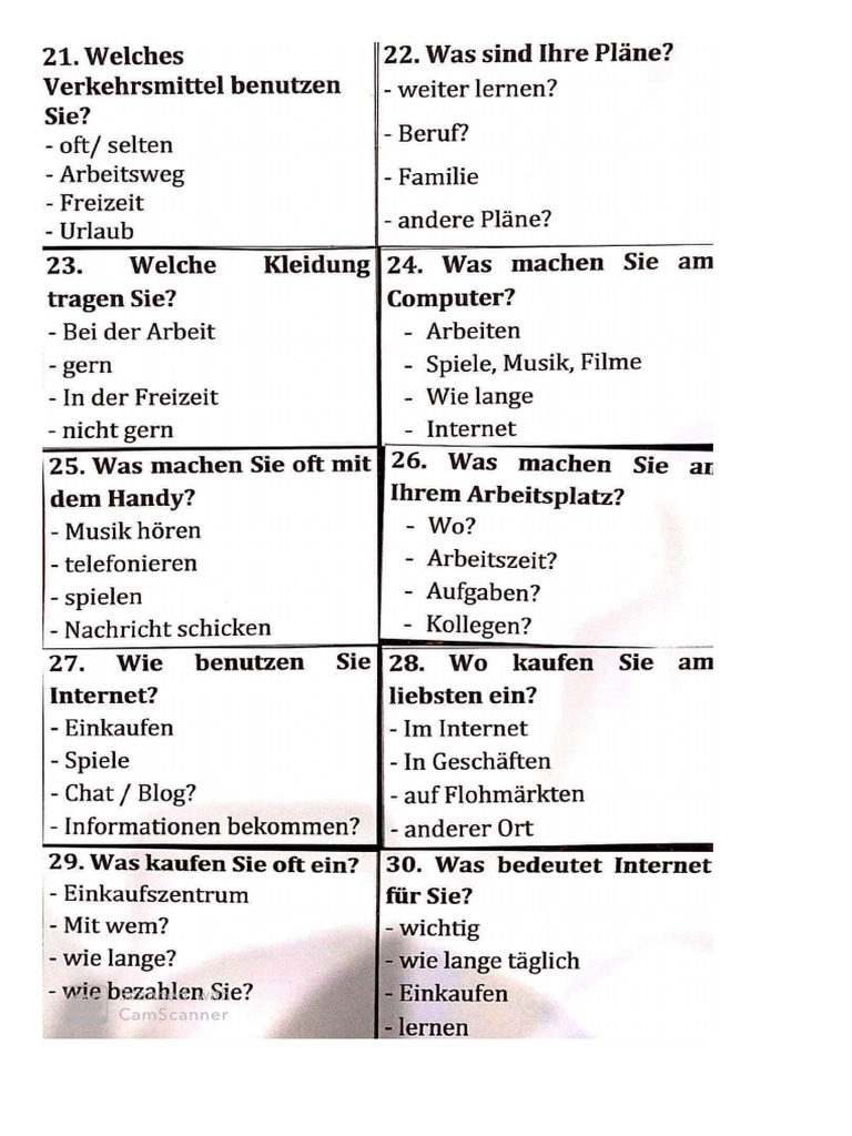 Sprechen Teil 2 | PDF