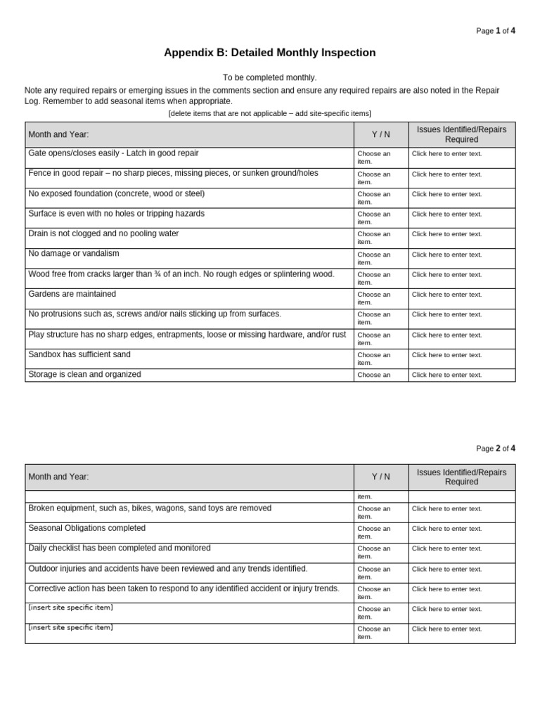 Sample-Template-For-Detailed monthly-inspections-AppendixB | PDF