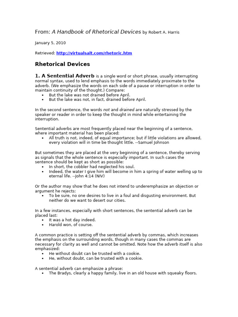 Harris RA Handbook of Rhetorical Devices | PDF