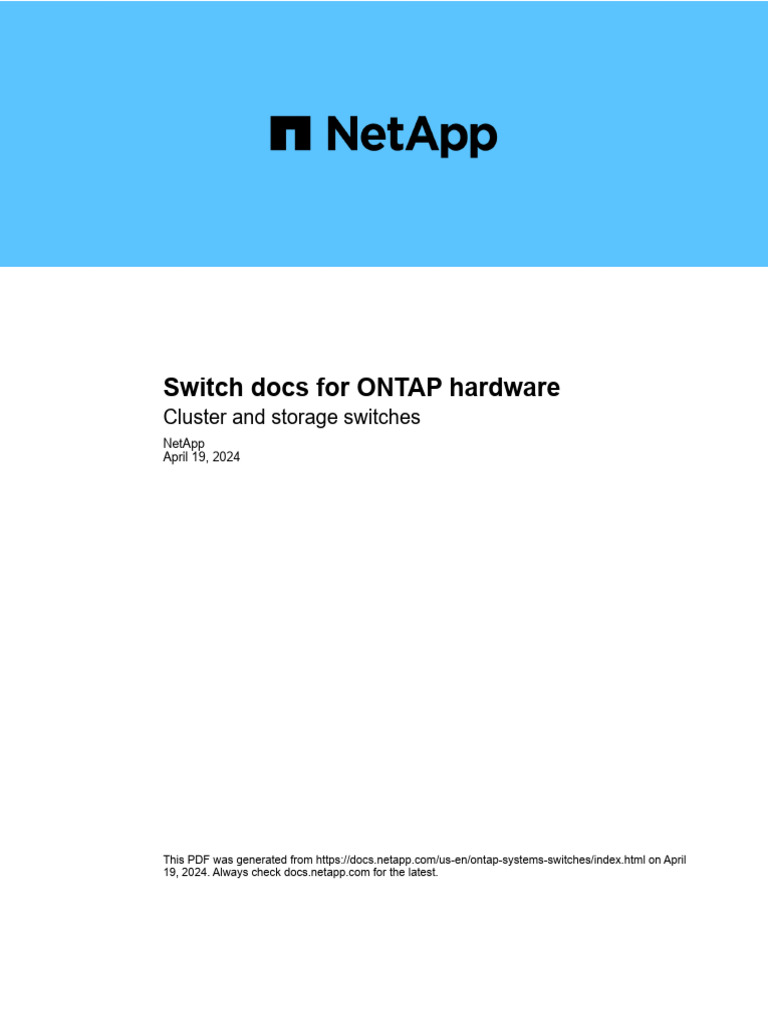 Switch Docs For ONTAP Hardware | PDF