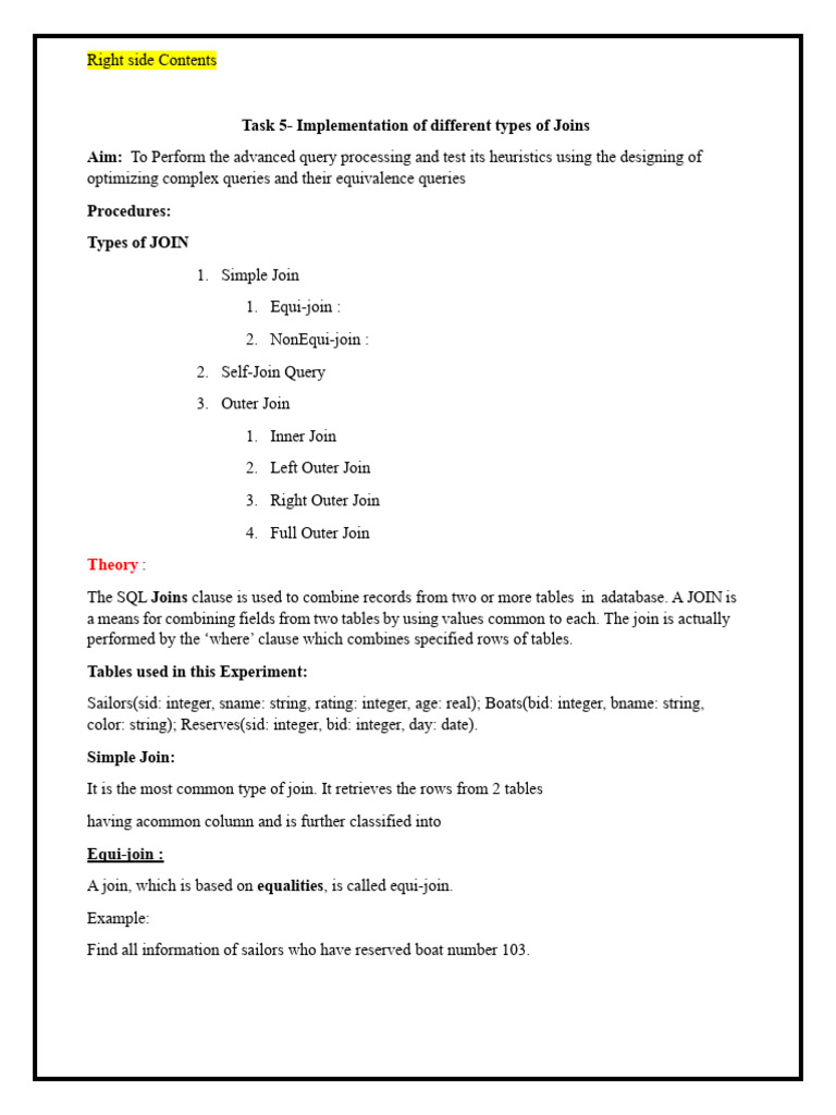 SQL Joins: Implementation Guide | PDF | Table (Database) | Software Design