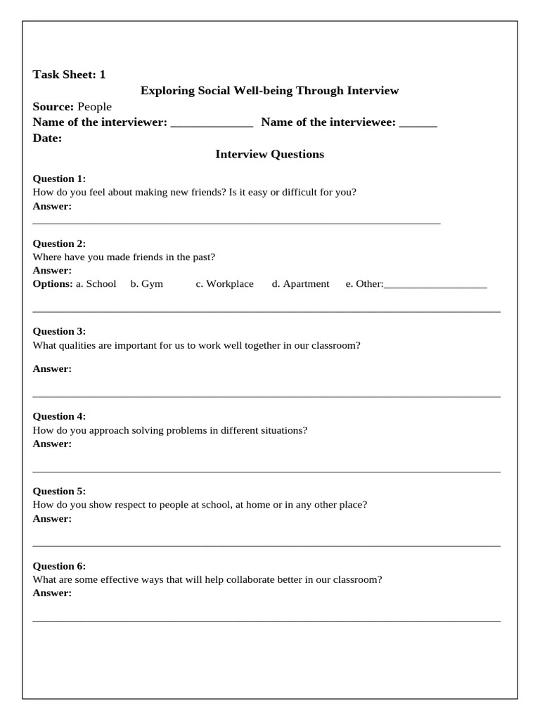 G3 _ Interview Q Sheet_11 copies | PDF